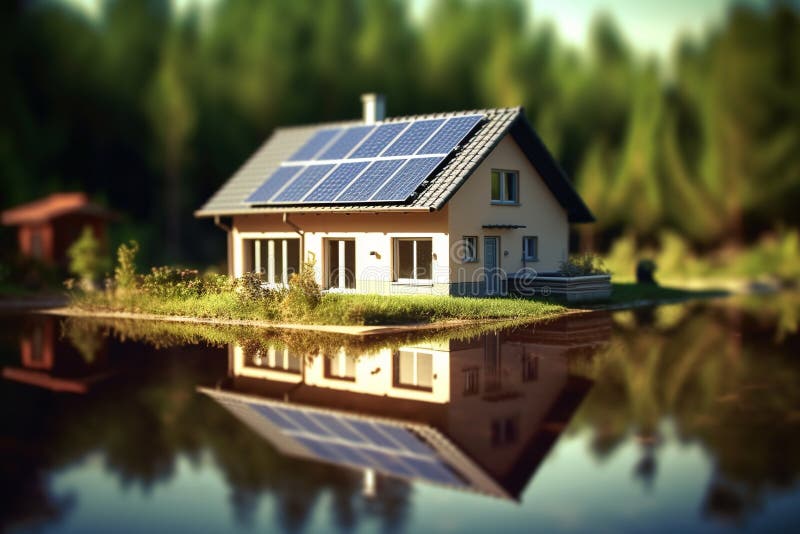 Harnessing the Sun: the Power of Houses with Solar Panels Stock ...