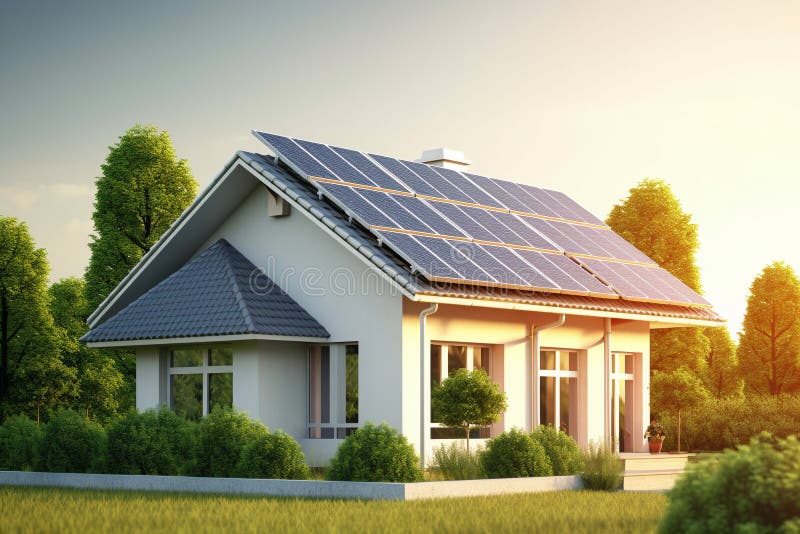 Harnessing the Sun: the Power of Houses with Solar Panels Stock ...