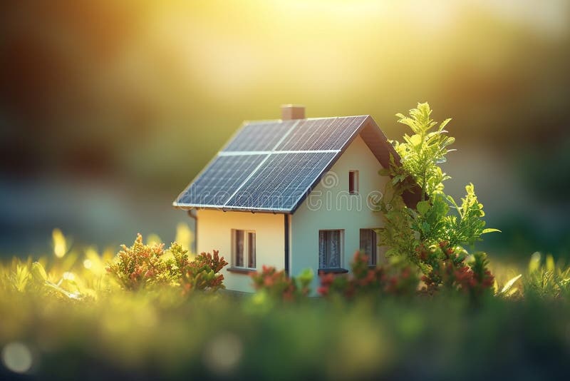 Harnessing the Sun: the Power of Houses with Solar Panels Stock ...