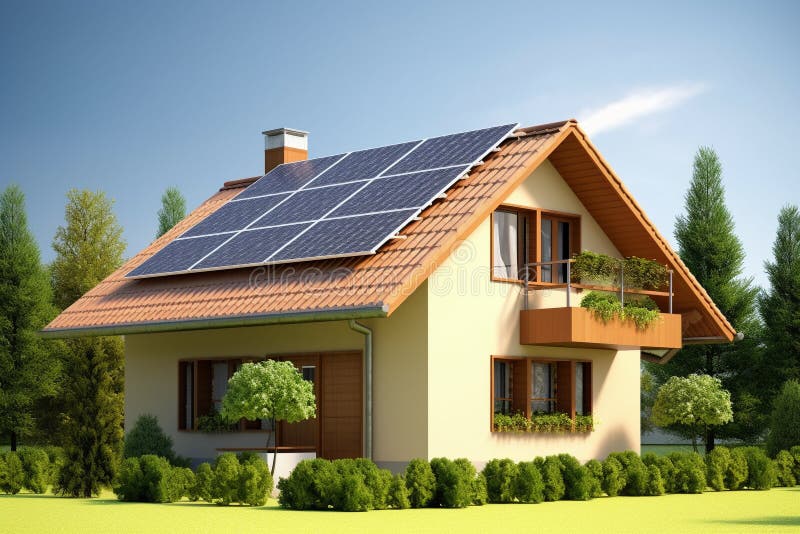 Harnessing the Sun: the Power of Houses with Solar Panels Stock ...
