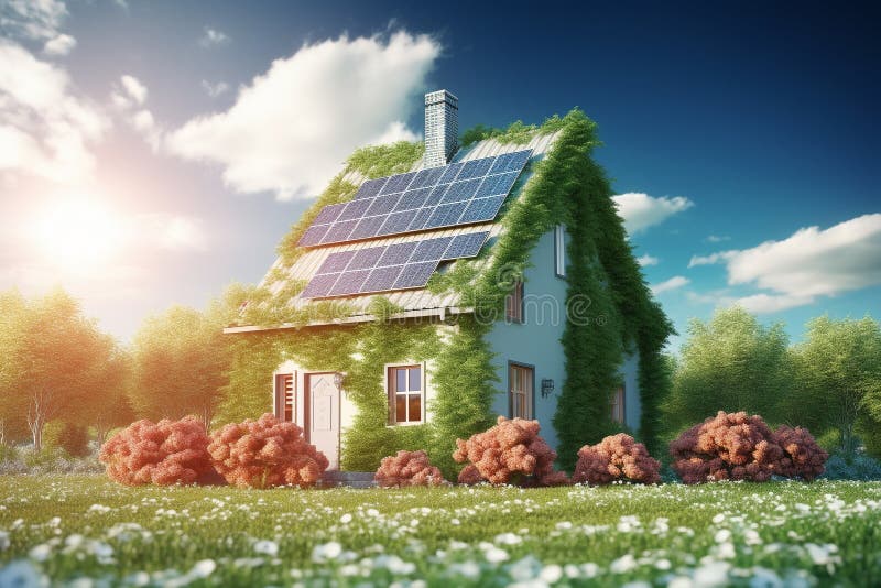 Harnessing the Sun: the Power of Houses with Solar Panels Stock ...
