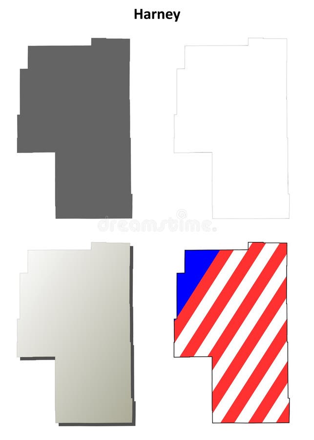 Harney County, Oregon Outline Map Set Stock Vector - Illustration of ...