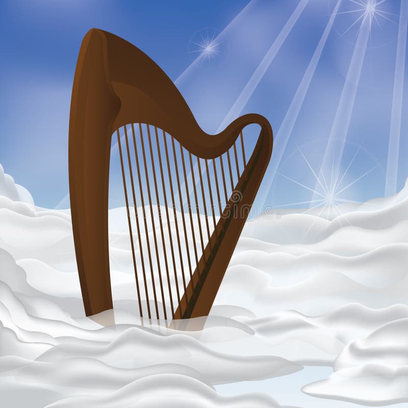 Harp with Clouds. Vector Illustration Decorative Design Stock Vector ...