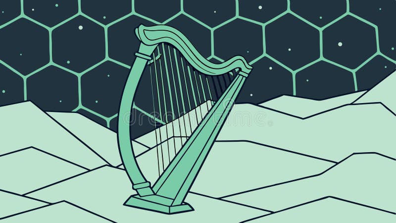 Harp in Hexagonal Pattern Abstract Landscape Vector Art, Vector Design ...