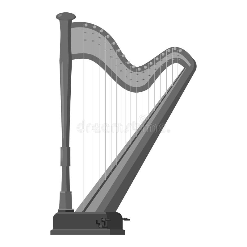 Harp Icon, Gray Monochrome Style Stock Vector - Illustration of object ...