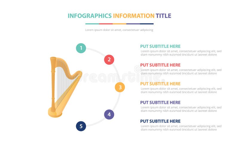 Harp Infographic Template Concept with Five Points List and Various ...