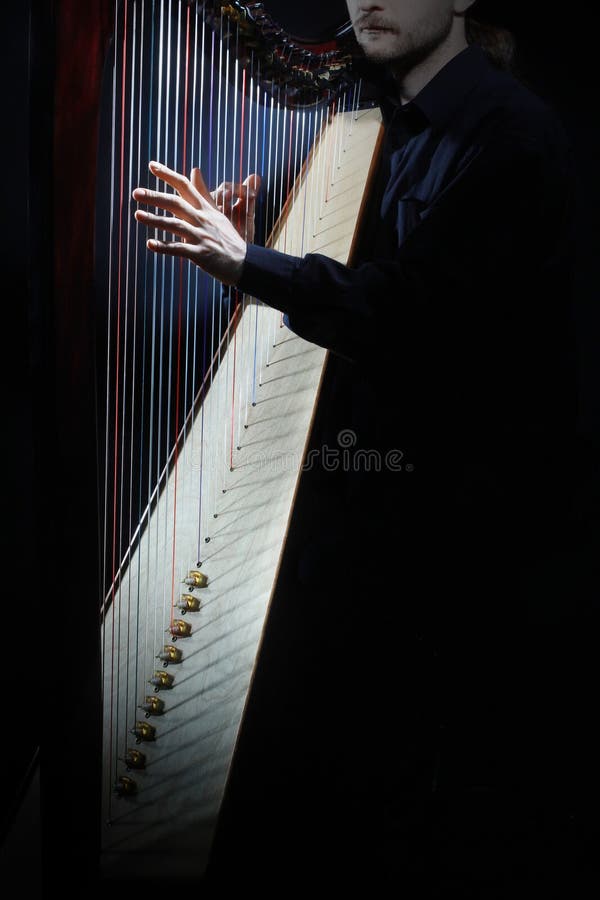 Classical Musician Hands Playing Harp Strings Stock Photo - Image of ...