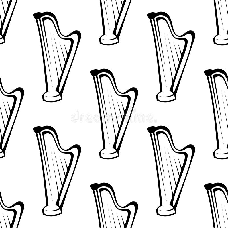 Harp Musical Instrument Seamless Pattern Stock Vector - Illustration of ...
