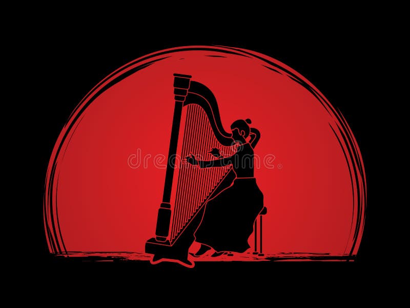 Harp player stock vector. Illustration of acoustic, music - 79953802
