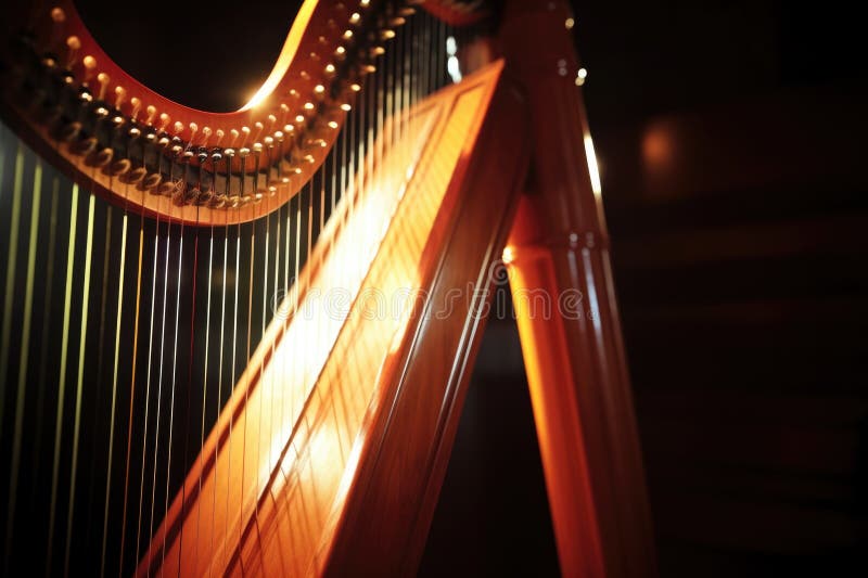 Harp Strings Highlighted by Dramatic Lighting Stock Photo - Image of ...