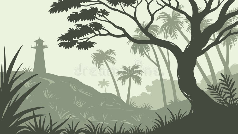 Harp and Tree in Mystical Forest Vector Illustration, Vector Design ...