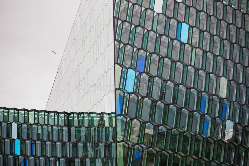 Harpa Windows for Background Stock Image - Image of icelandic ...