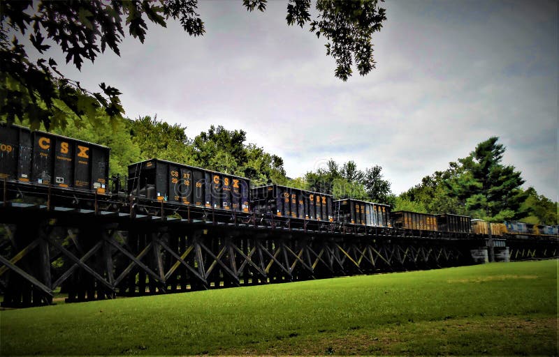 Historic Train Tracks & CSX Train Harpers Ferry West Virginia Editorial ...