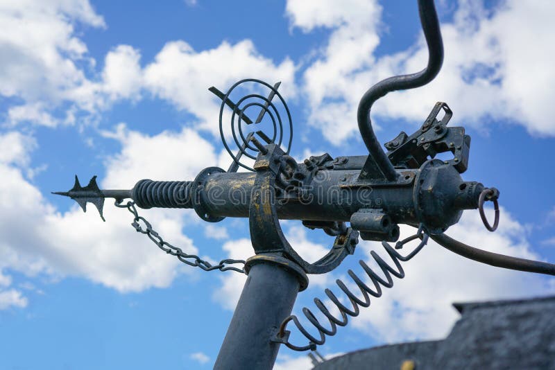 Harpoon Whaling Weapon on a Background of Blue Sky with Clouds Stock ...
