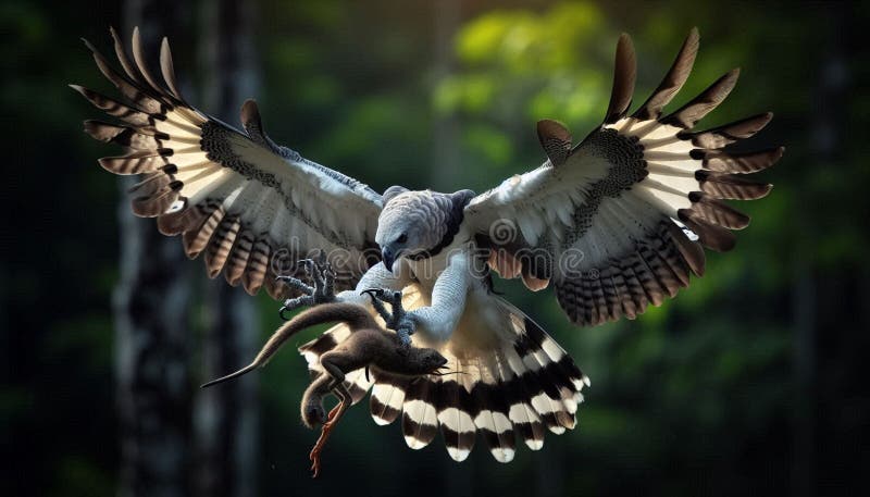 Harpy Eagle Snatching Prey from the Forest Floor Stock Illustration ...