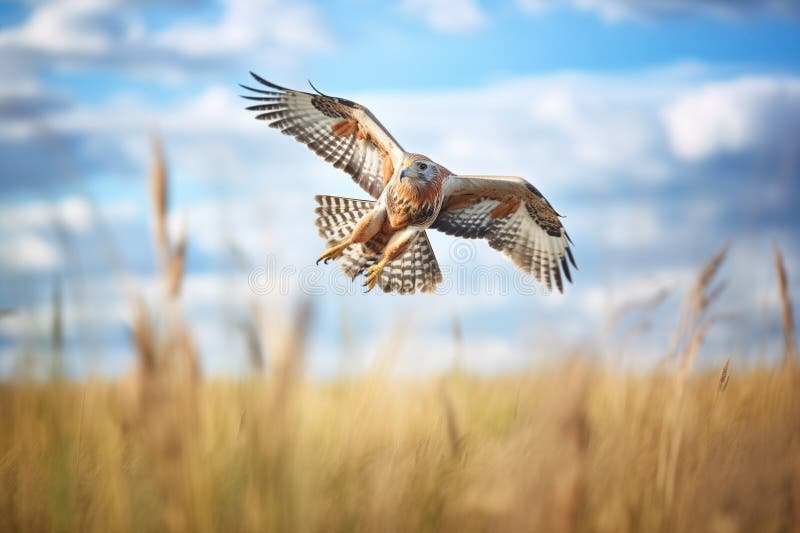 Harrier Swooping Down Towards Meadow Stock Illustration - Illustration ...