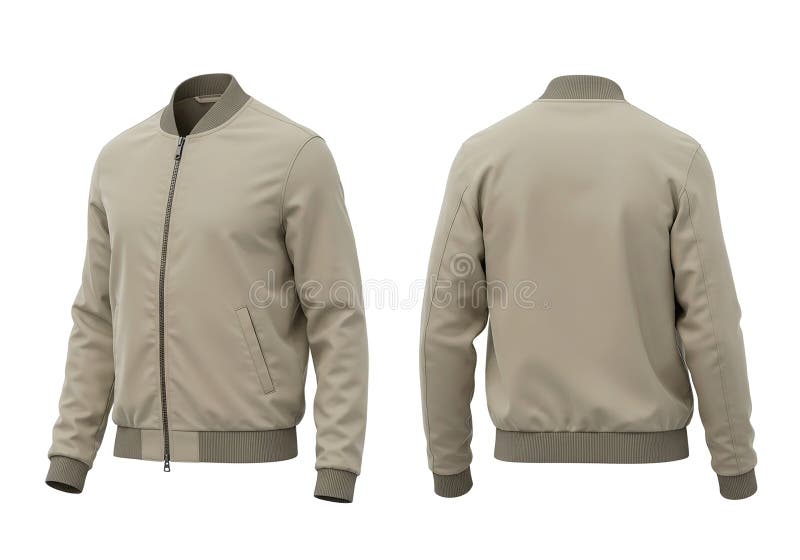 Harrington Jacket Mockup Front and Back View, Isolated on White ...