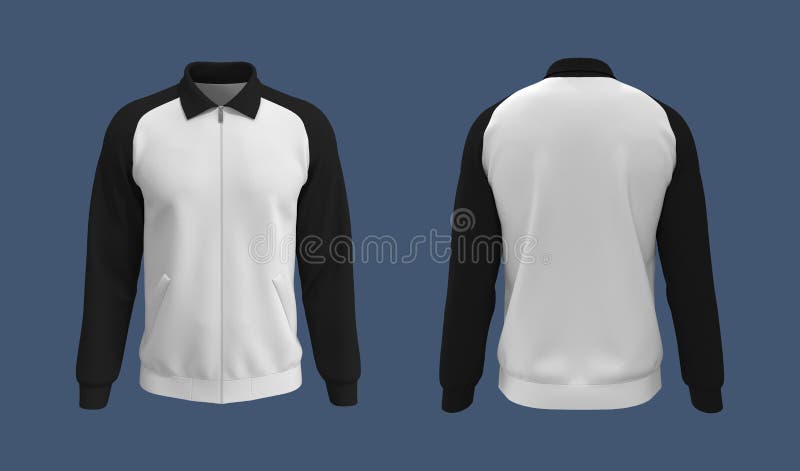 Harrington Raglan Jacket Mockup Front and Back Views Stock Illustration ...