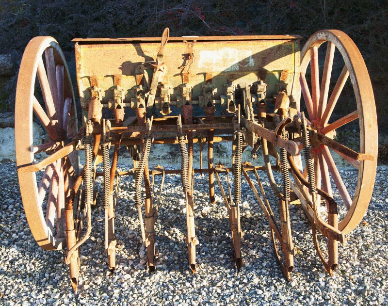 Old Rustic Harrow Left on a Meadow Stock Image - Image of closeup ...