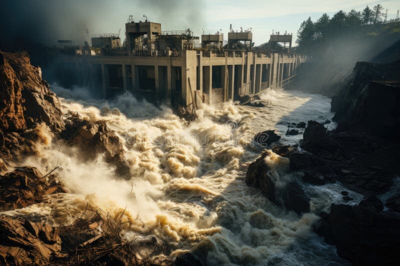 Harrowing Scenes of Large River Floods and Devastating Floods. Stock ...