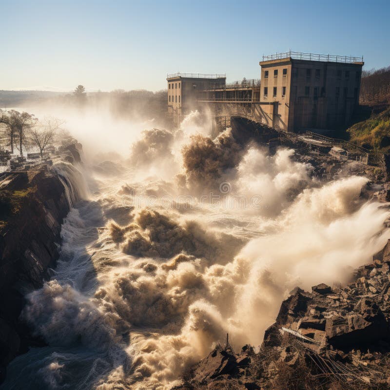 Harrowing Scenes of Large River Floods and Devastating Floods. Stock ...