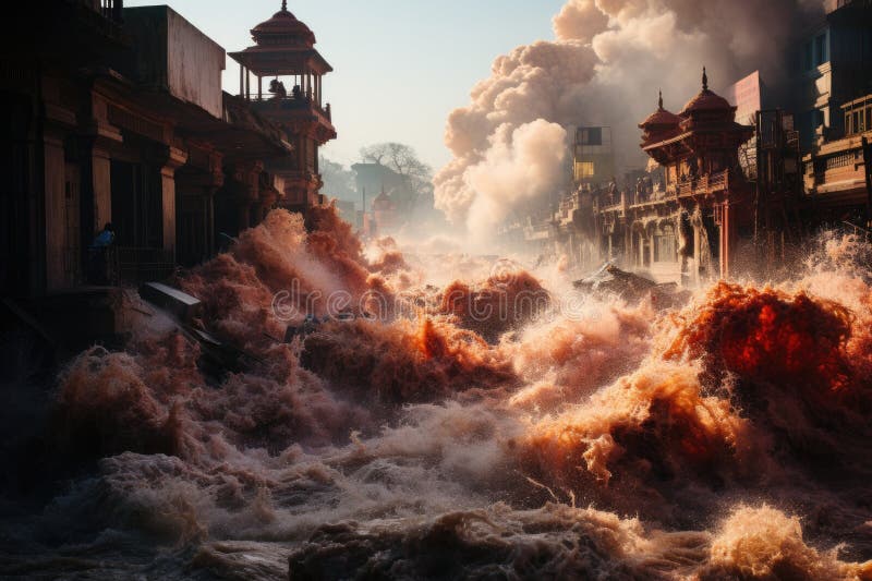 Harrowing Scenes of Large River Floods and Devastating Floods Stock ...