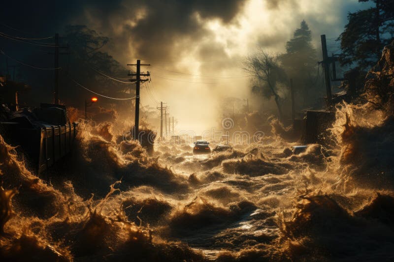 Harrowing Scenes of Large River Floods and Devastating Floods Stock ...