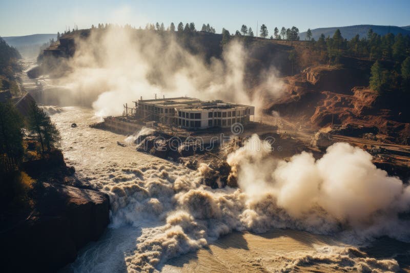 Harrowing Scenes of Large River Floods and Devastating Floods. Stock ...