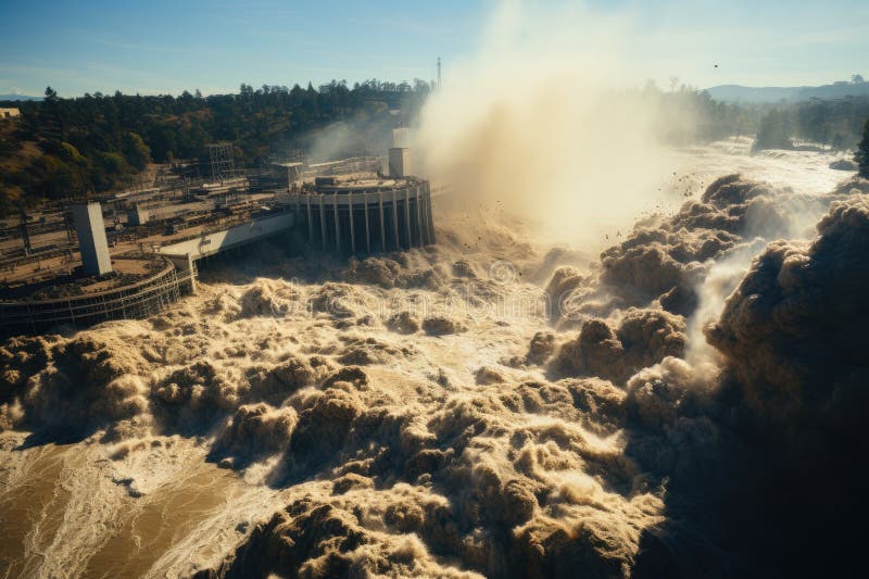 Harrowing Scenes of Large River Floods and Devastating Floods. Stock ...