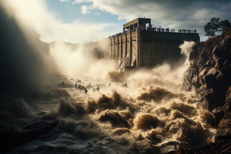 Harrowing Scenes of Large River Floods and Devastating Floods. Stock ...