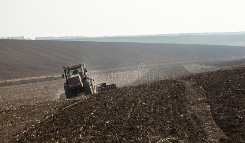 Harrowing the Soil with Disc Harrows Stock Image - Image of agronomics ...