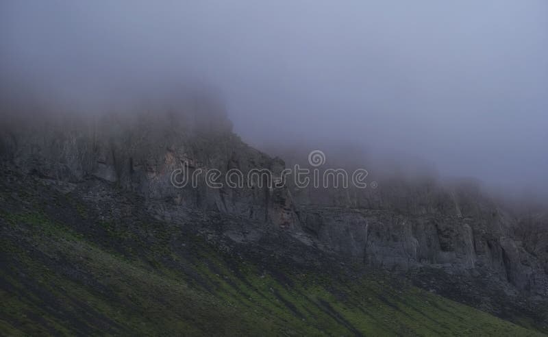Harsh Cliffs with Peaks in Fog, Moody Landscape Stock Image - Image of ...