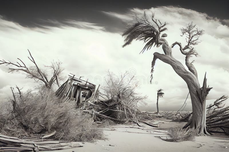 Harsh Landscape of Trees Destroyed by High Wind during Aftermath ...
