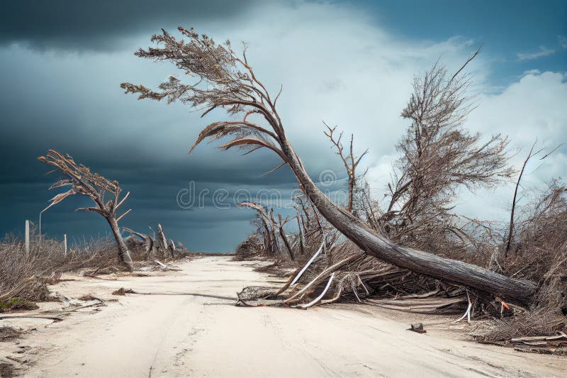 Harsh Landscape of Trees Destroyed by High Wind during Aftermath ...