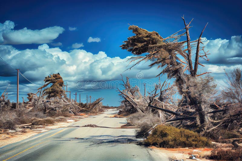 Harsh Landscape of Trees Destroyed by High Wind during Aftermath ...