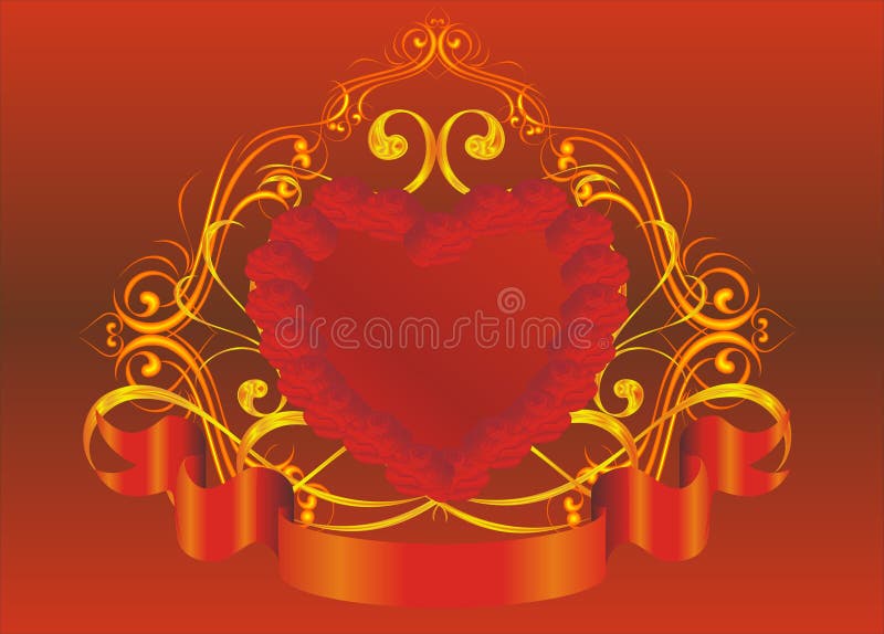 Hart in gouden kader 5 vector illustratie. Illustration of patroon ...