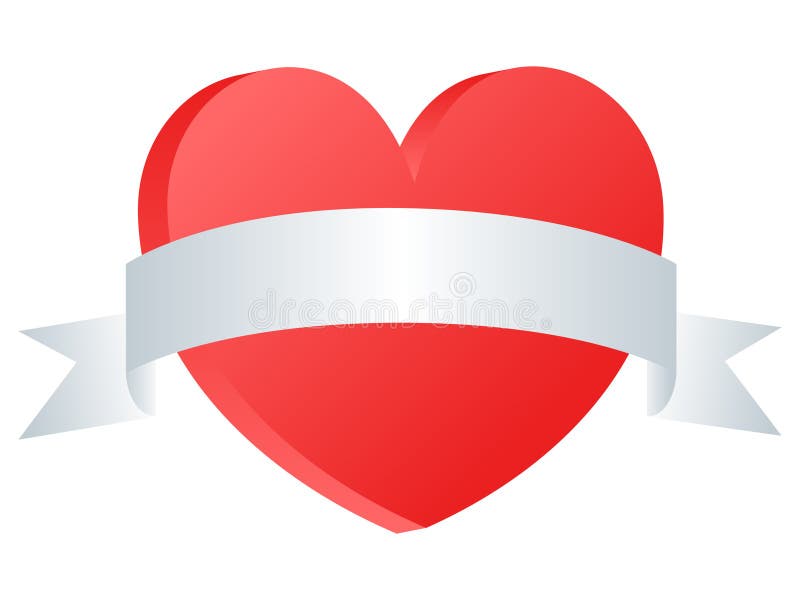 Hart met banner vector illustratie. Illustration of verhoudingen - 3948417