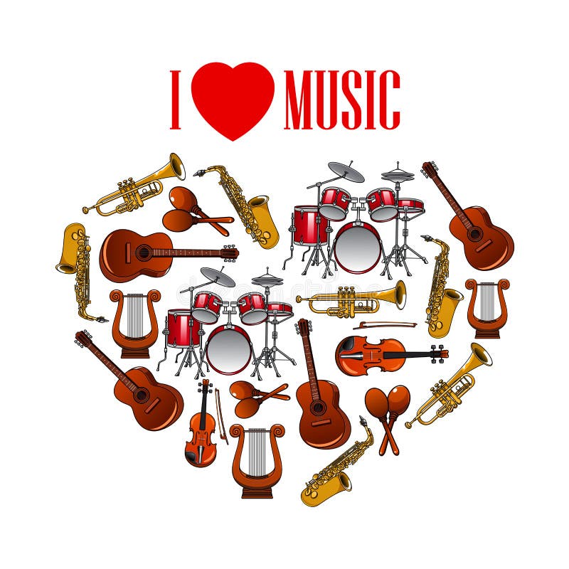Hart Met Muzikale Instrumenten Voor Kunstenontwerp Vector Illustratie ...