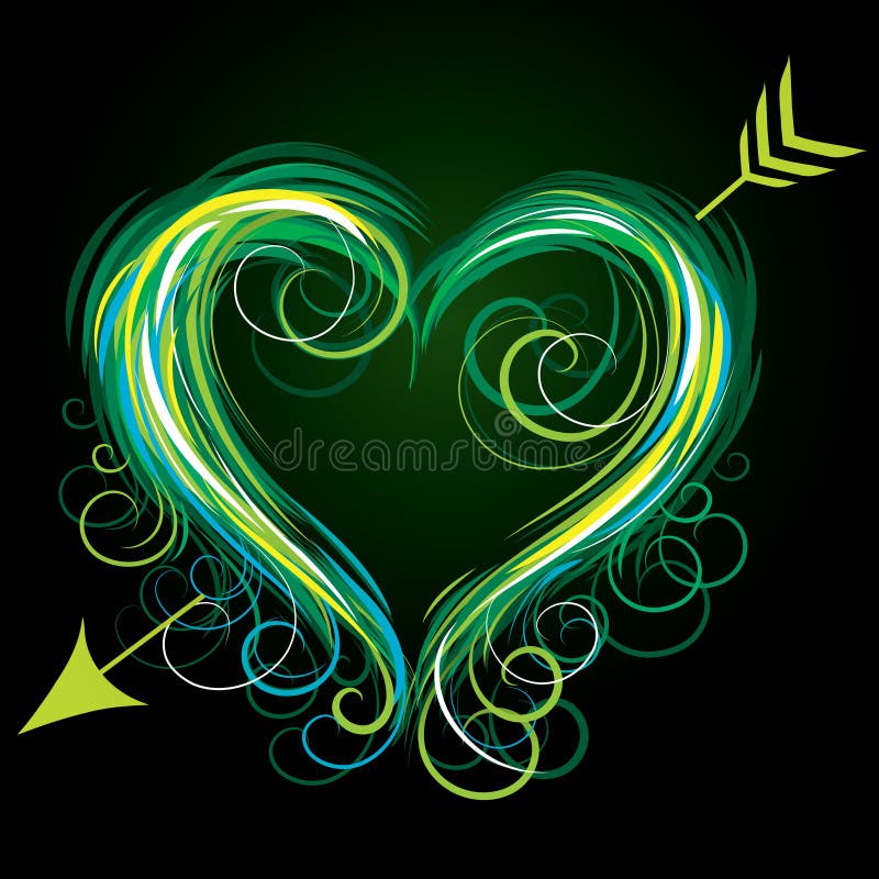 Hart met Pijl vector illustratie. Illustration of achtergrond - 10181052