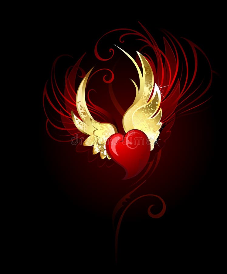 Hart met vleugelsfolie vector illustratie. Illustration of fantasie ...