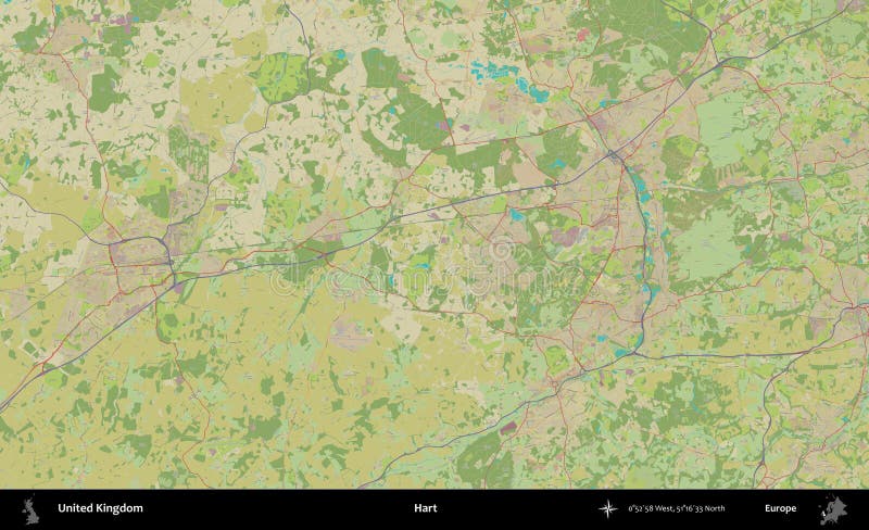 Hart, United Kingdom. OpenStreetMap Humanitarian Stock Illustration ...