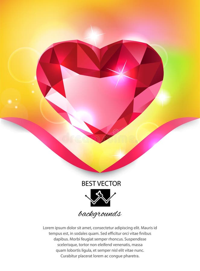 Rode Diamant, Hartvormige Robijn Edelsteen Vector Illustratie ...