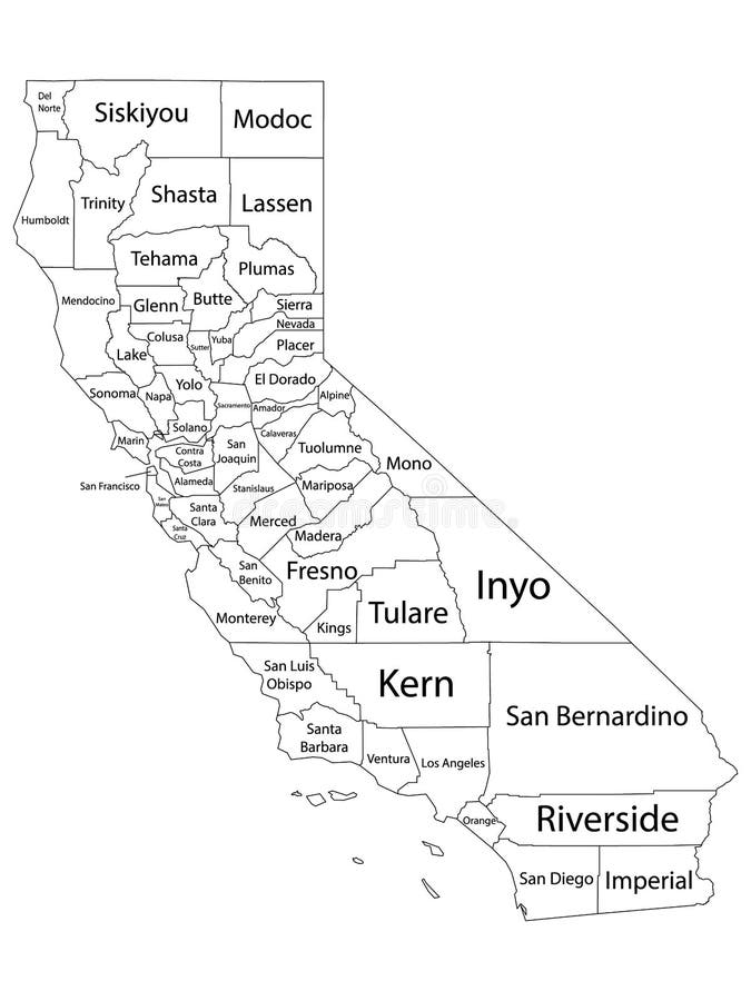 Harta De Comitate a Statului California Stock Vector - Ilustrare din ...