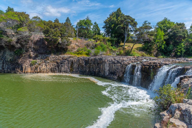 Haruru Falls in New Zealand Stock Photo - Image of attraction, falls ...