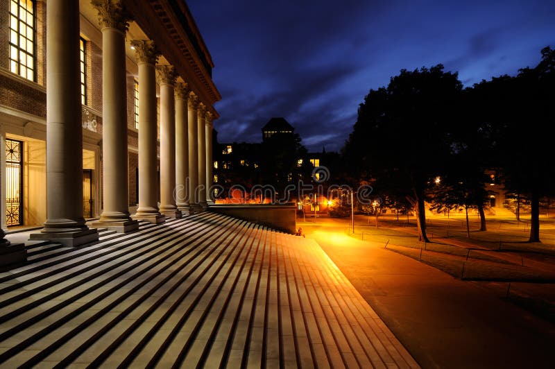 Harvard University Campus at Night Stock Image - Image of boston ...