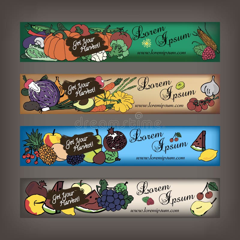 4 Harvest Banners for Advertising Template Stock Illustration ...