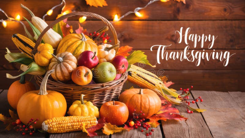 Harvest Basket with Thanksgiving Message Stock Image - Image of ...