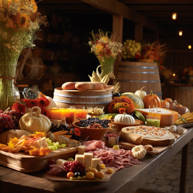 Harvest Celebration: Dining in a Rustic Farm Setting Stock Image ...