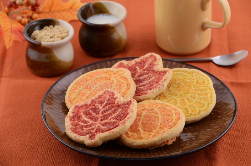 Harvest cookies stock photo. Image of plate, leaves, rust - 26581178