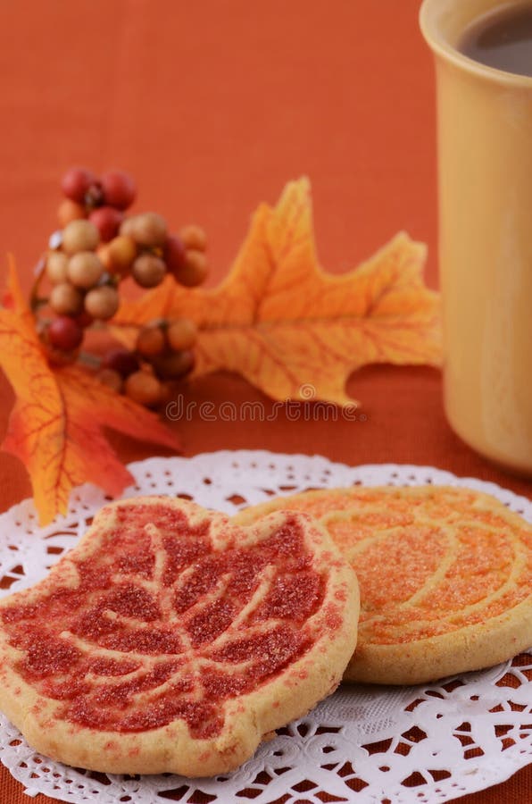 Harvest cookies stock image. Image of orange, leaves - 26591897